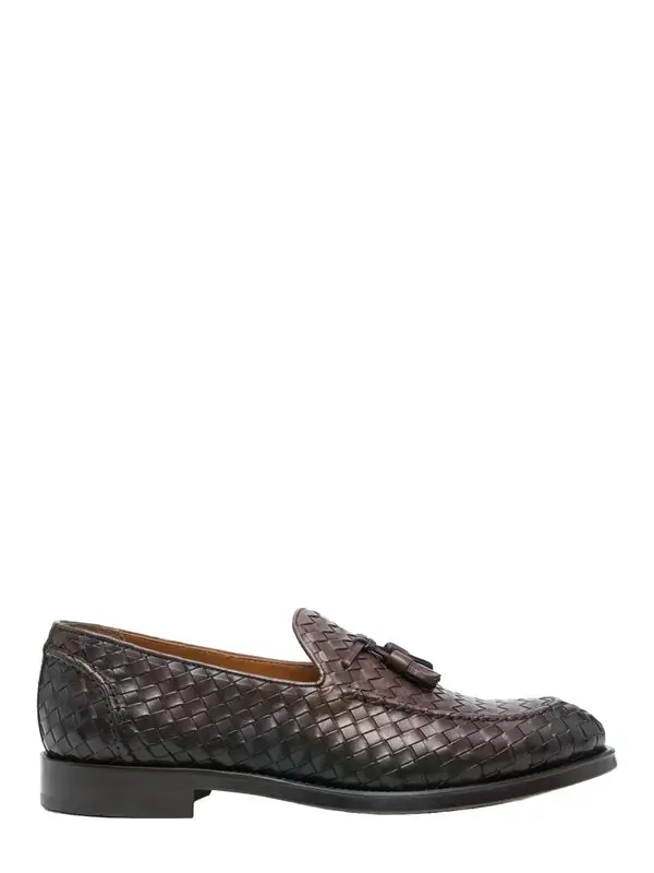 DOUCAL'S Interwoven Leather Loafers - Brown