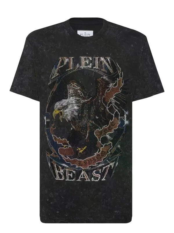 Philipp Plein Rhinestone-embellished Cotton T-shirt - Black