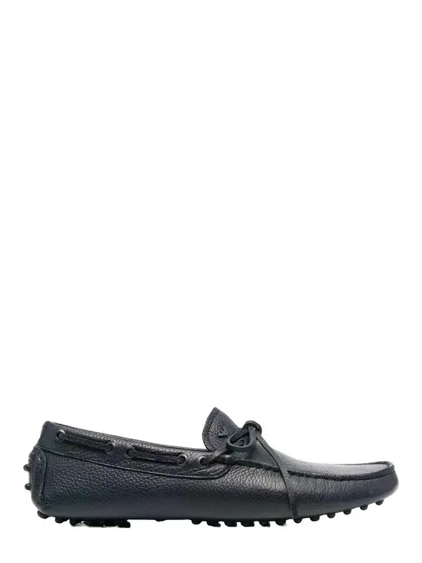 Emporio Armani Bow-detail Leather Loafers - Blue