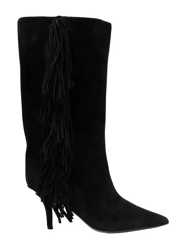 Paris Texas 75mm Jessie Fringe Boots - Black