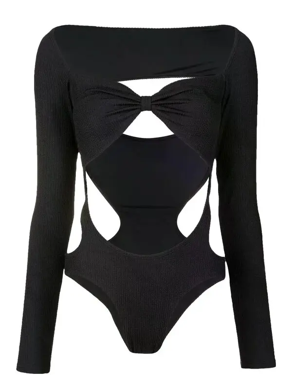 AMIR SLAMA Cut-out Detail Long-sleeved Top - Black