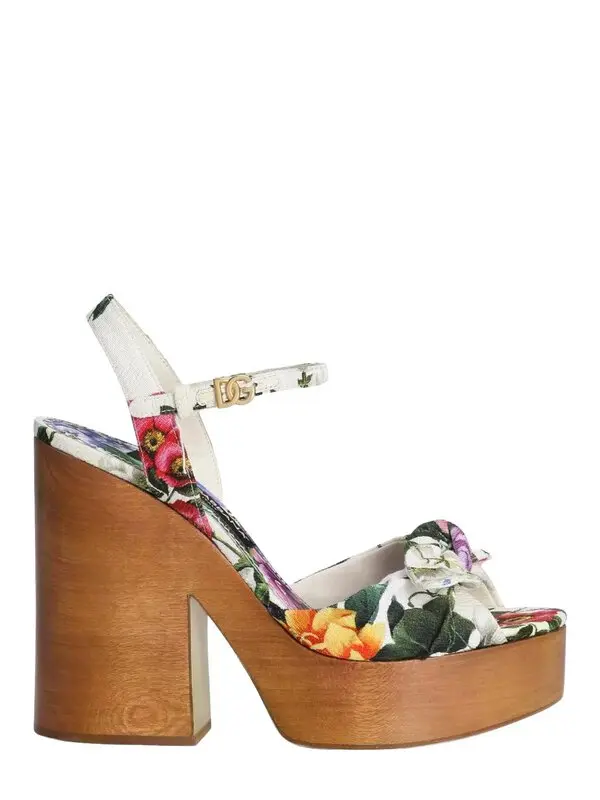 Dolce & Gabbana Floral-print Platform Sandals - White