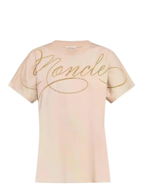 Moncler Embroidered Cursive-logo T-shirt - Pink