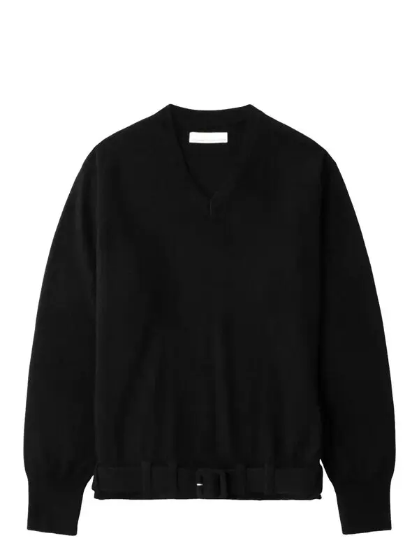 Random Identities Belted Merino Wool-blend Sweater - Black