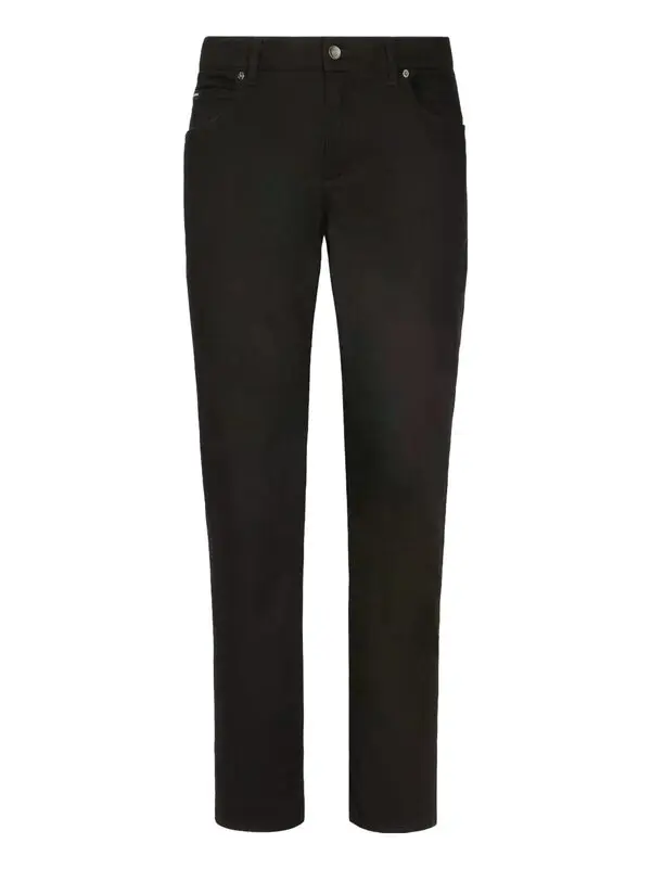 Dolce & Gabbana Logo-plaque Slim-fit Jeans - Black