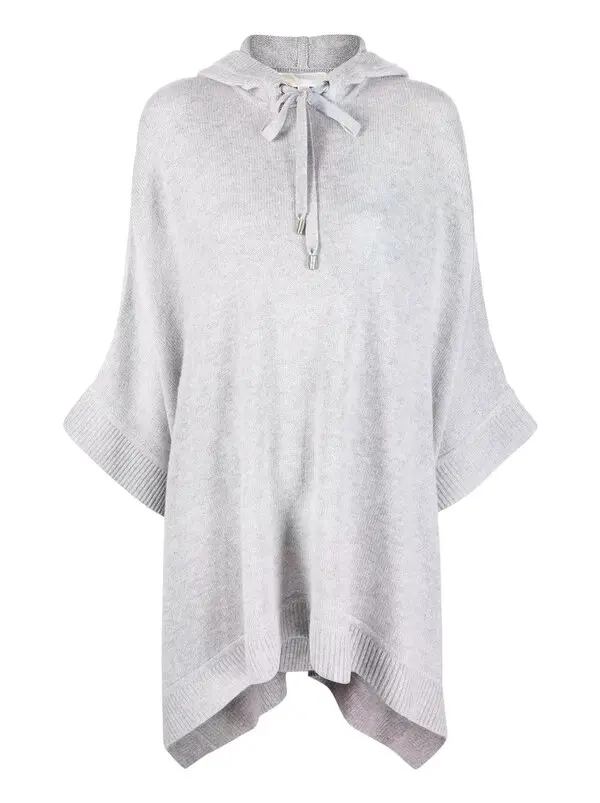 Michael Kors Fine-knit Hooded Cape - Grey