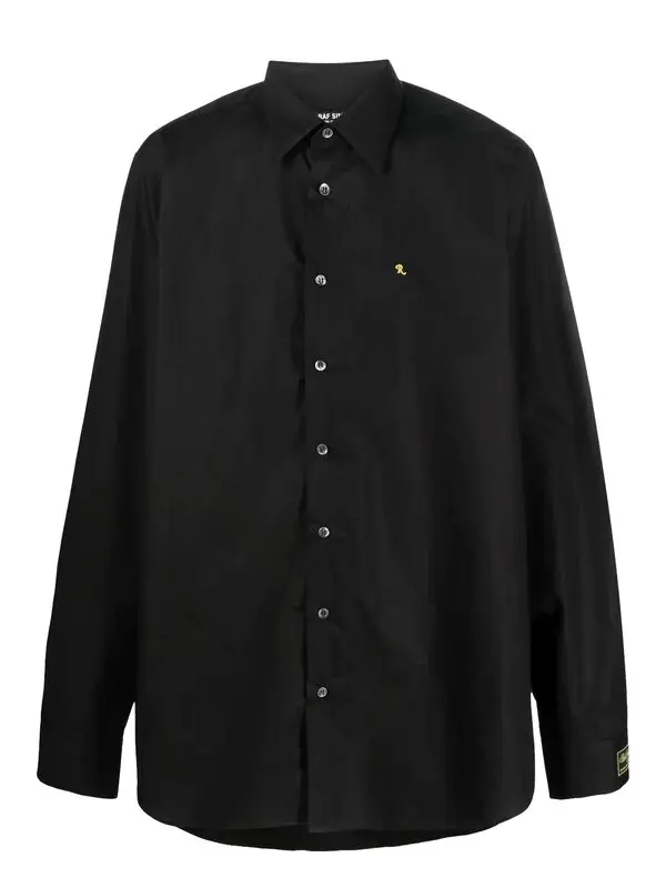 Raf Simons Logo-embroidered Long-sleeve Shirt - Black