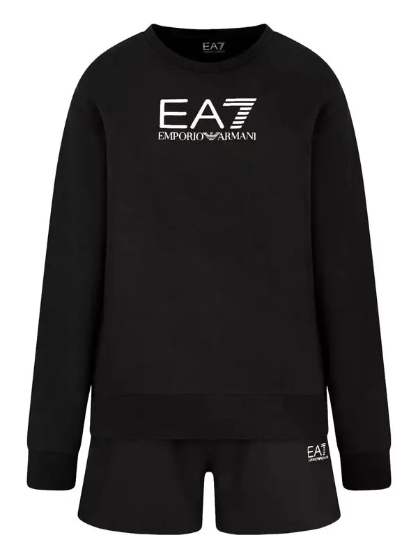 EA7 Logo-print Track Shorts - Black
