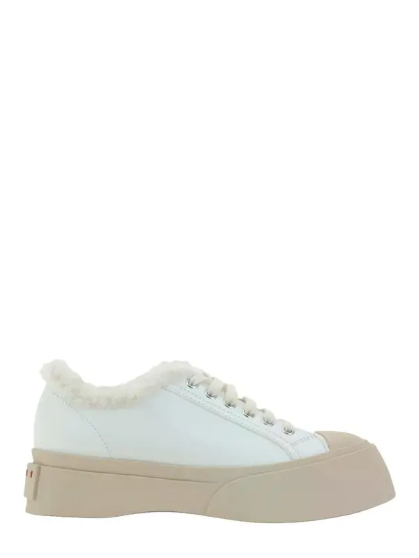 Marni Pablo Lace-up Shearling-trim Sneakers - White