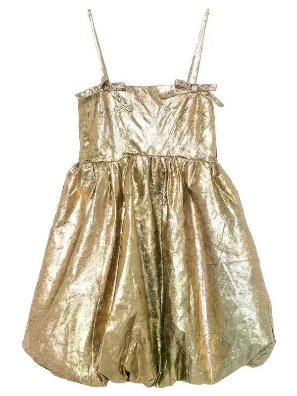 GANNI Pleat-strap Mini Dress - Gold