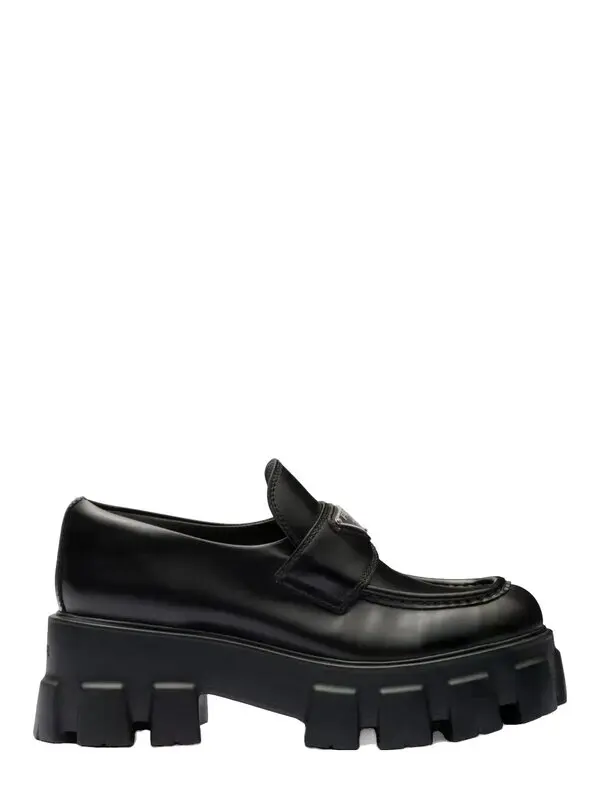 Prada Monolith Leather Loafers - Black
