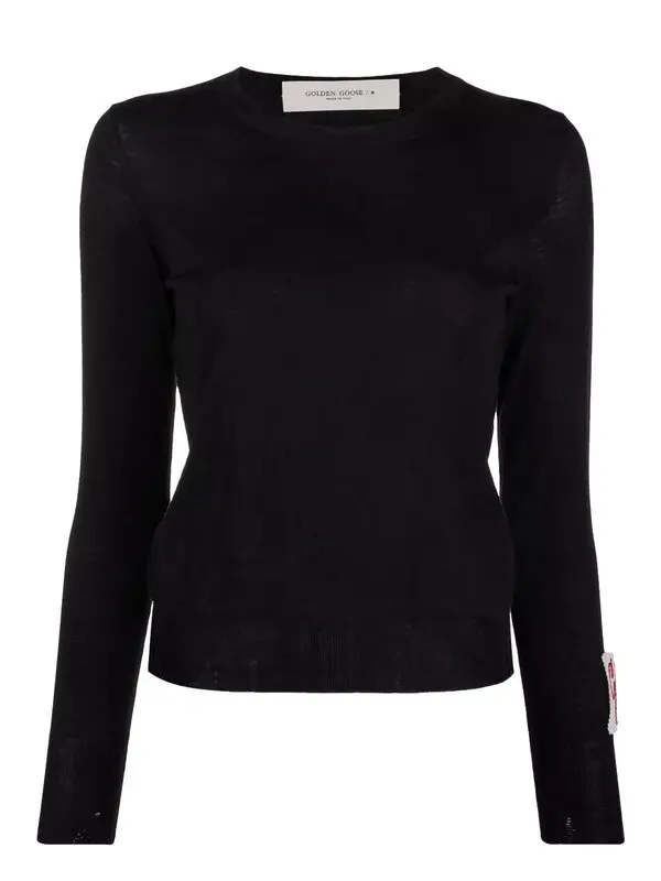 GOLDEN GOOSE Logo-patch Wool Jumper - Black