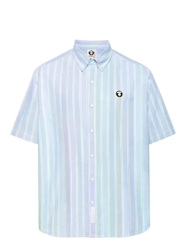 AAPE BY *A BATHING APE Striped Cotton Shirt - Blue