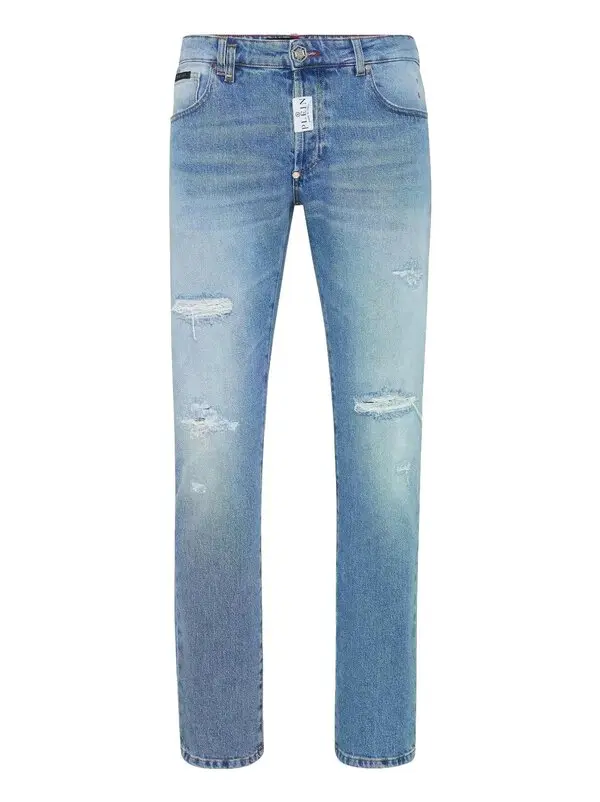 Philipp Plein Distressed-effect Straight-leg Jeans - Blue