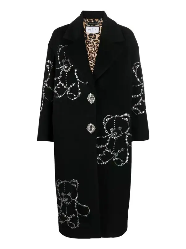 Philipp Plein Castoni Teddy Bear Oversized Coat - Black