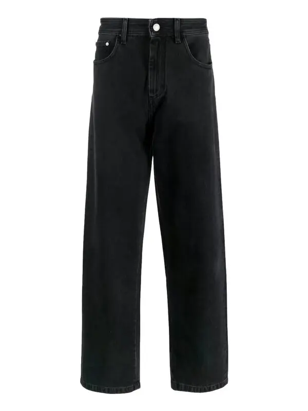 Gcds Graffiti-print Wide-leg Jeans - Black