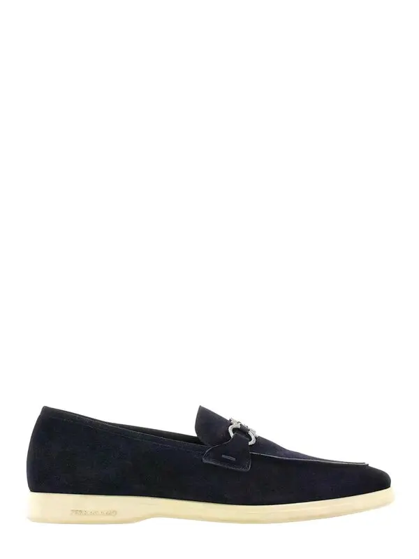 FERRAGAMO Gancini Suede Loafers - Blue
