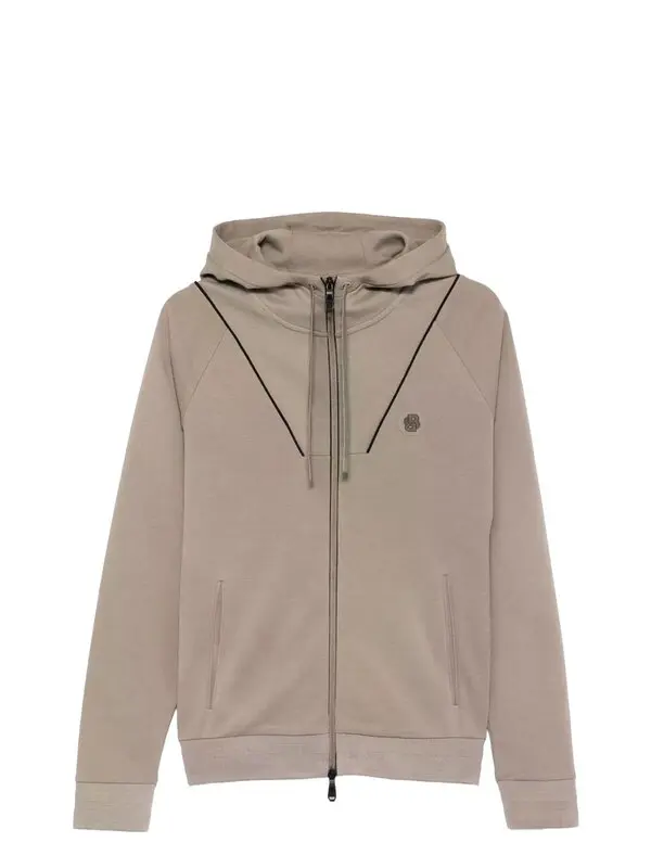 BOSS Double B-monogram Zip-up Hoodie - Grey