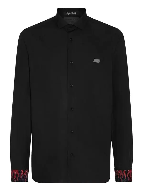 Philipp Plein Sugar Daddy Flame-trim Shirt - Black