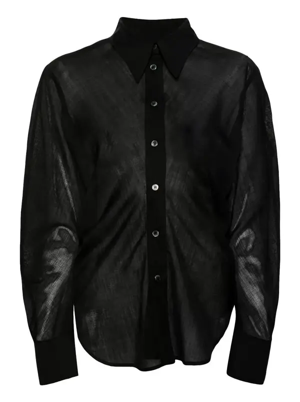 Lvir Semi-sheer Wool Blend Shirt - Black