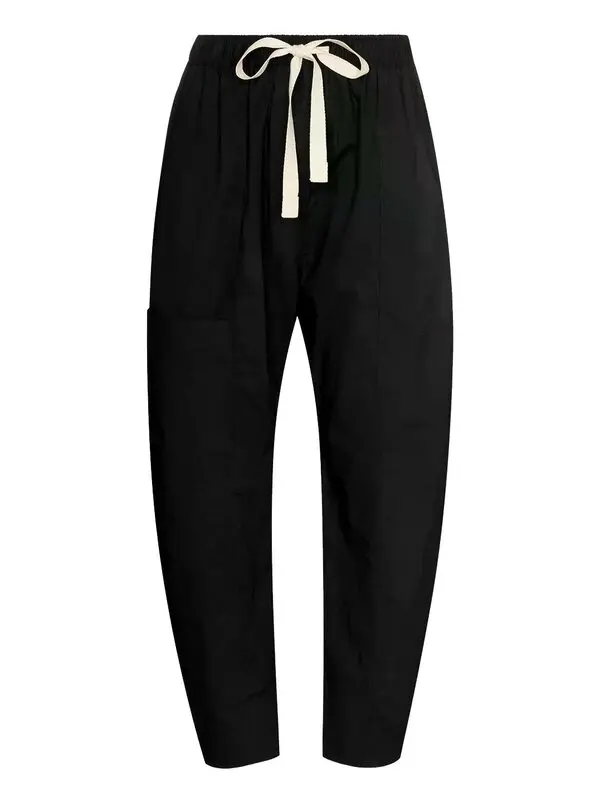 LEE MATHEWS Drawstring Cropped Cotton Trousers - Black