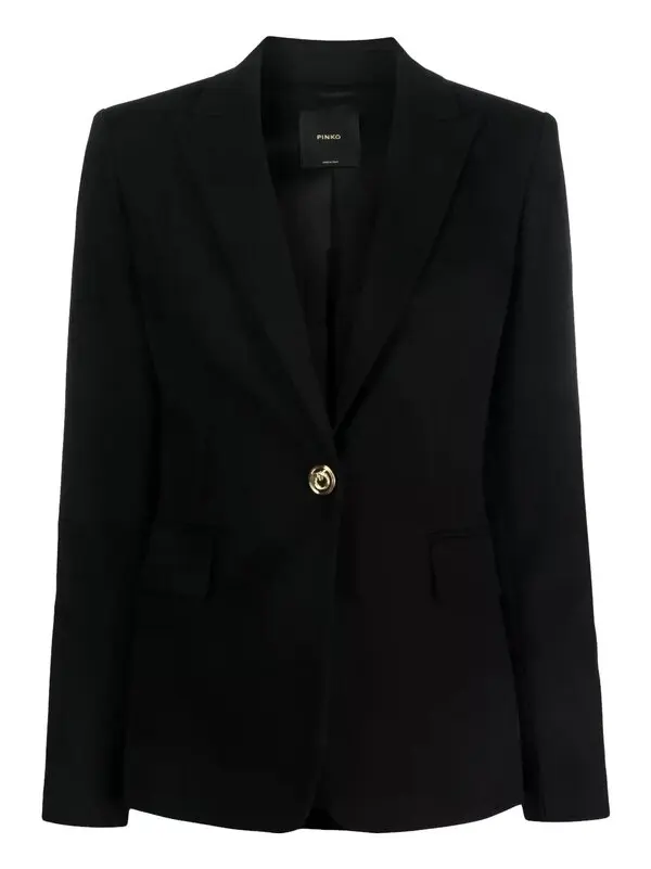 Pinko Single-breasted Button Blazer - Black