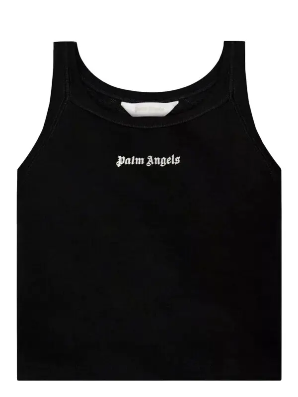 Palm Angels Logo-embroidered Ribbed Tank Top - Black