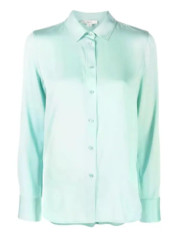 Vince Stretch-silk Buttoned Shirt - Blue