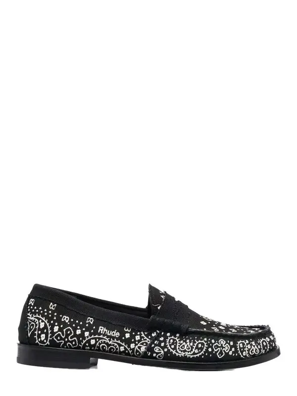 Rhude Bandana-print Raw-cut Loafers - Black