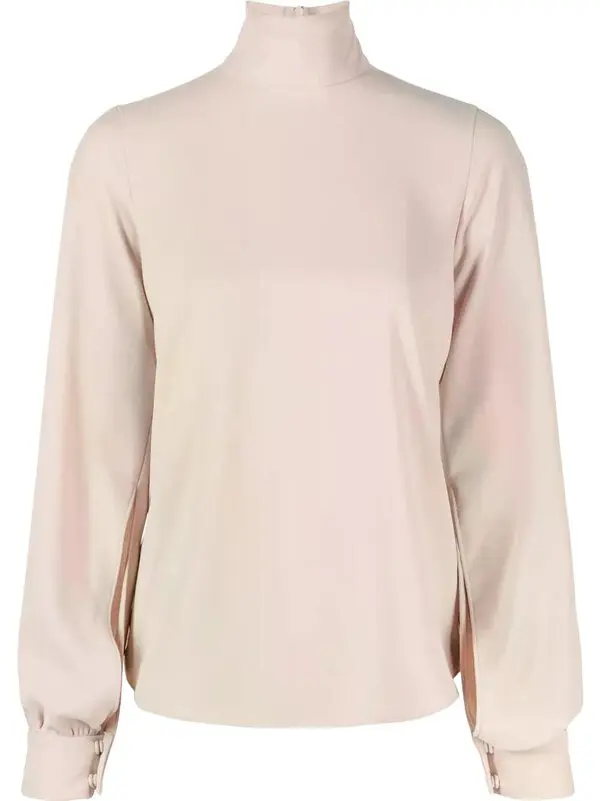 N°21 Puff-sleeves Crepe Blouse - Neutrals