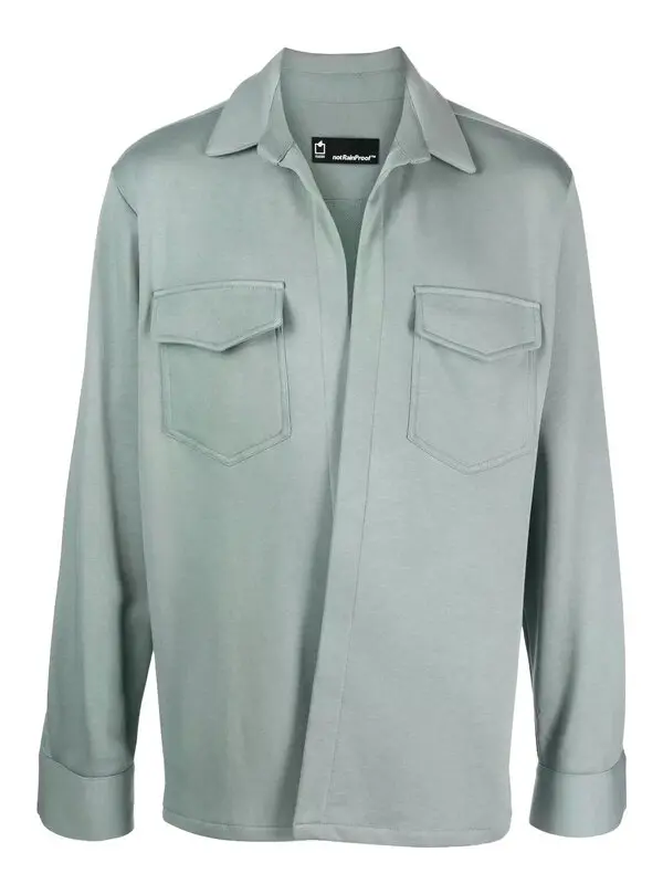 STYLAND Open-front Cotton Shirt Jacket - Blue
