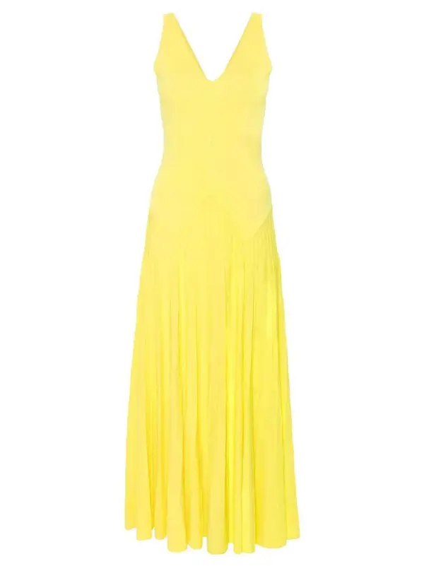 TWINSET Knitted Pleated Maxi Dress - Yellow