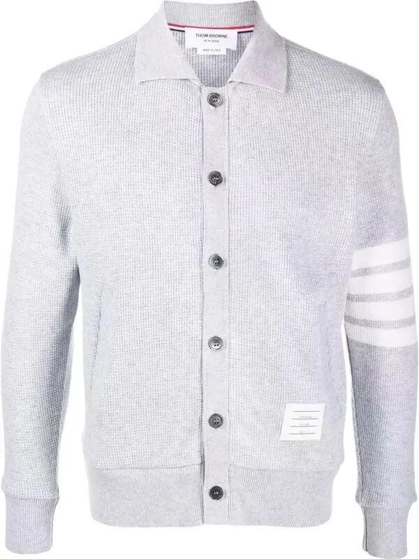 Thom Browne Waffle-knit 4-bar Cardigan - Grey