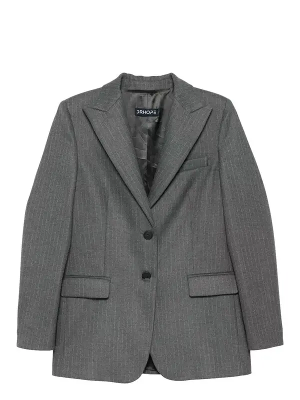 DRHOPE Pinstriped Twill Blazer - Grey