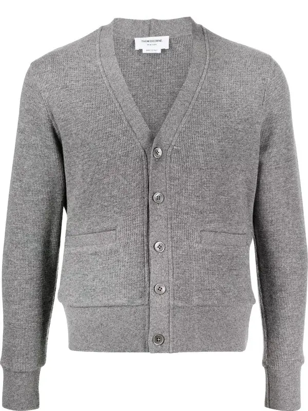 Thom Browne Waffle-knit Cashmere Cardigan - Grey