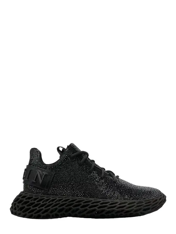 Philipp Plein Crystal-embellished Leather Sneakers - Black