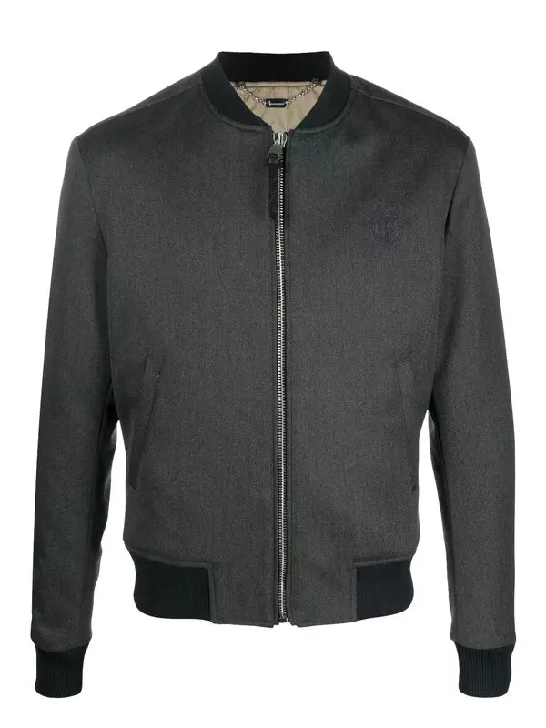 BILLIONAIRE Crest-motif Bomber Jacket - Grey
