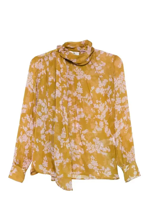 Elisabetta Franchi Printed Voile Blouse - Yellow