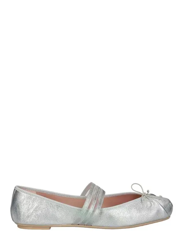 Pretty Ballerinas Leather Ballerina Shoes - Silver