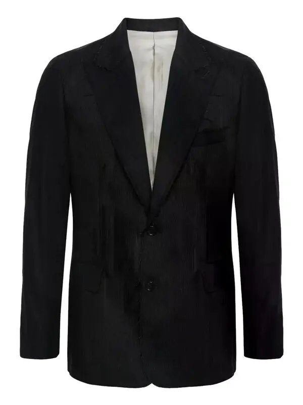 ERALDO Frayed Pinstriped Wool Blazer - Blue