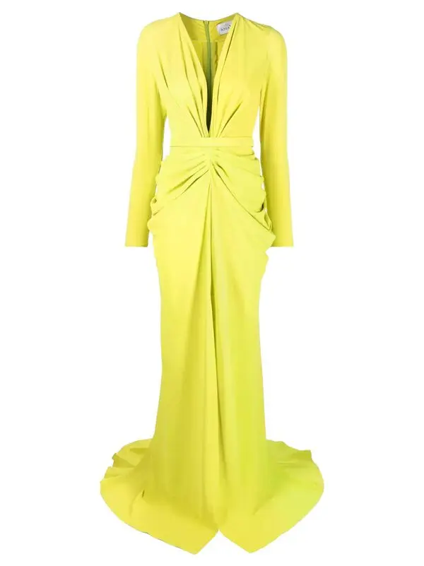 ANA RADU Plunging V-neck Gown - Green