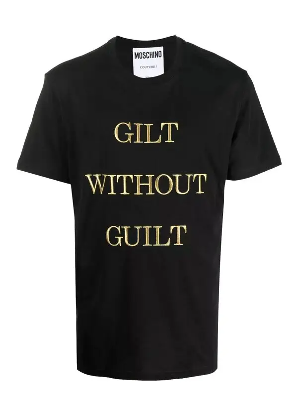 Moschino Slogan-print Short-sleeve T-shirt - Black