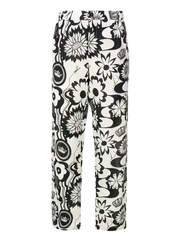 AMIR SLAMA Graphic-print Straight-leg Trousers - Black