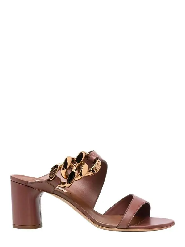 Casadei Chain-trimmed Leather Sandals - Brown