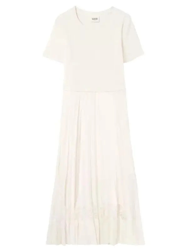 Claudie Pierlot Two-tone Lace Trimmed Midi Dress - Neutrals