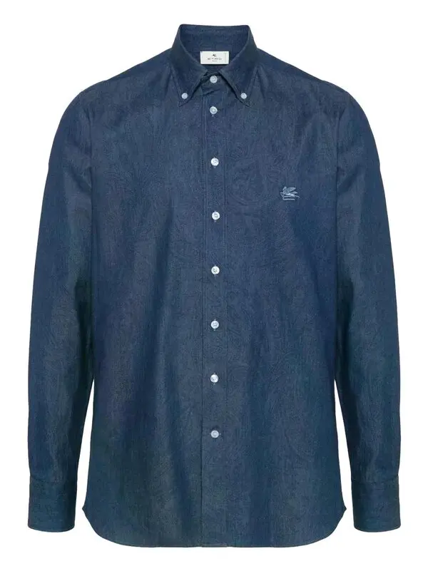 Etro Paisley Washed Denim Shirt - Blue