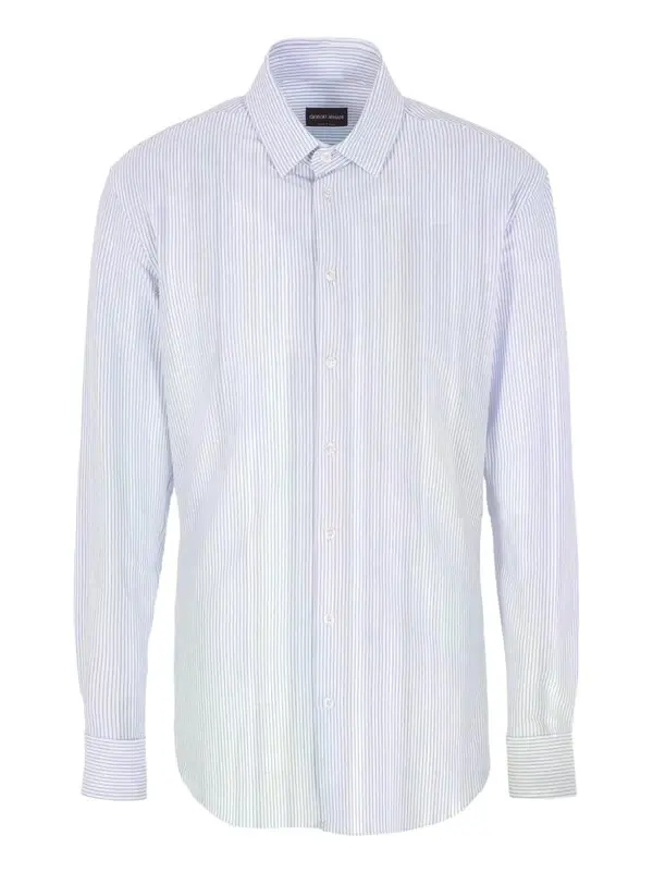 Giorgio Armani Striped Cotton-blend Shirt - Blue