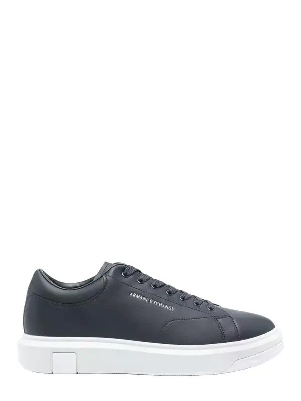 Armani Exchange Leather Lace-up Sneakers - Blue