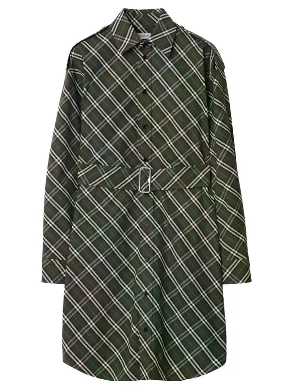 Burberry Check Shirt Dress - Green