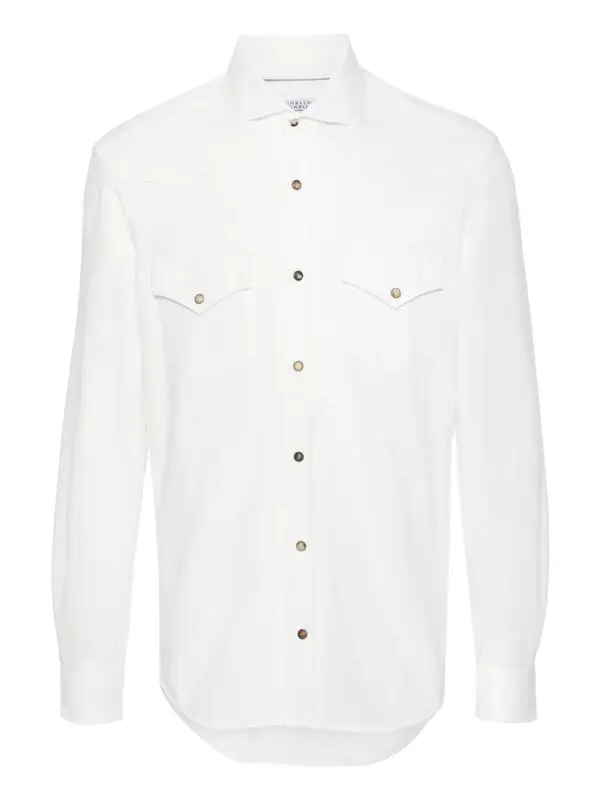 Brunello Cucinelli Piqué Cotton Shirt - White